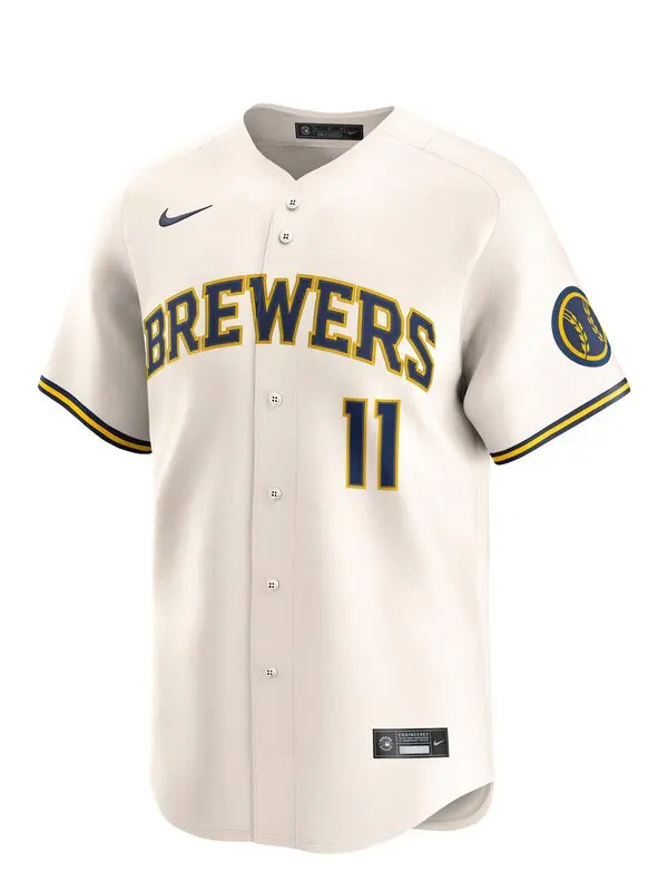Nike Jackson Chourio Milwaukee Brewers Dri-fit Mlb Limited Jersey - Brown