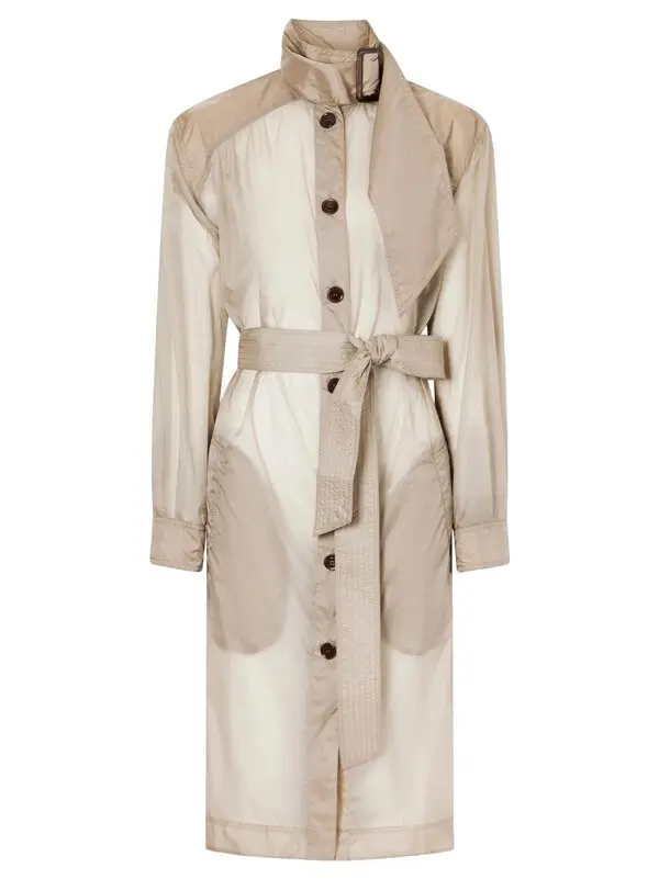 Saint Laurent Belted Shell Midi Dress - Neutrals
