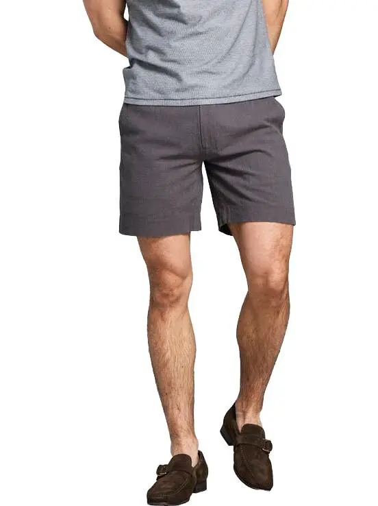Billy Reid Moore Flat Front Textured Cotton Shorts - Asphalt