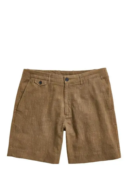 Billy Reid Moore Flat Front Textured Cotton Shorts - Moss Green