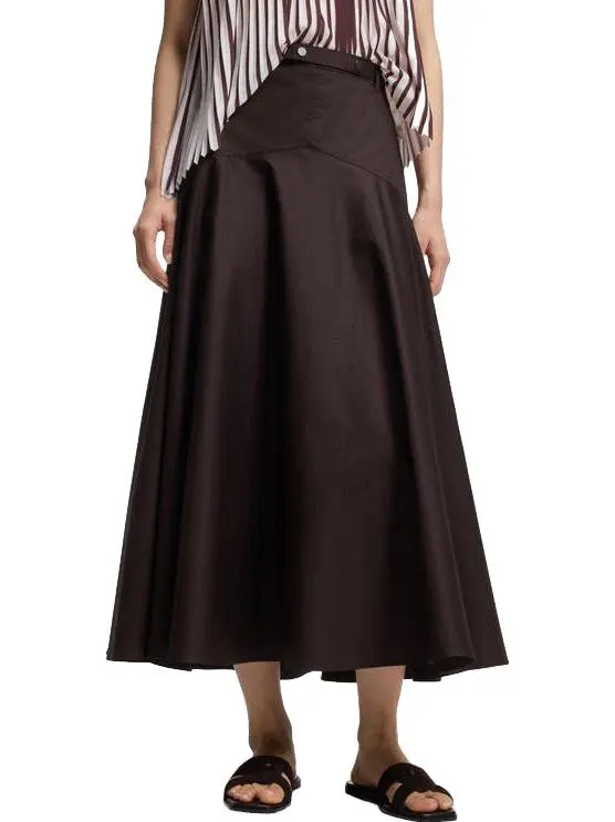 BOSS Stretch Cotton Maxi Skirt - Cave Brown