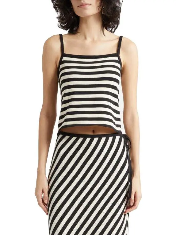Posse Darcy Stripe Pima Cotton Sweater Tank - Cream Black
