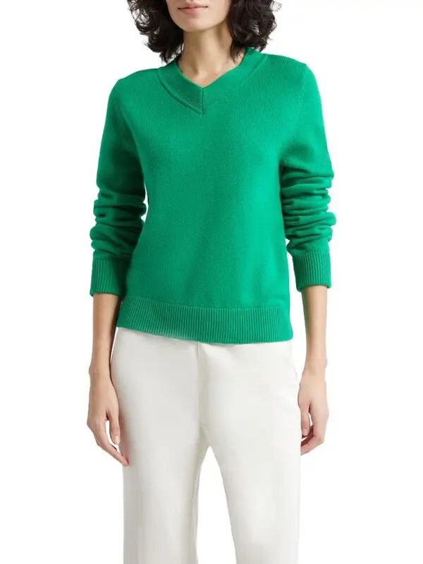 Posse Freddie V-neck Merino Wool & Cashmere Sweater - Emerald
