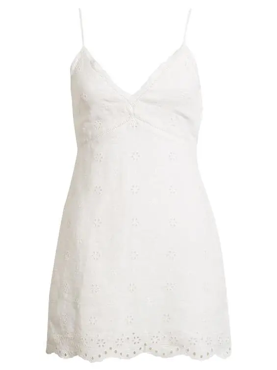 LoveShackFancy Peppy Embroidered Sleeveless Mini Dress - Optic White