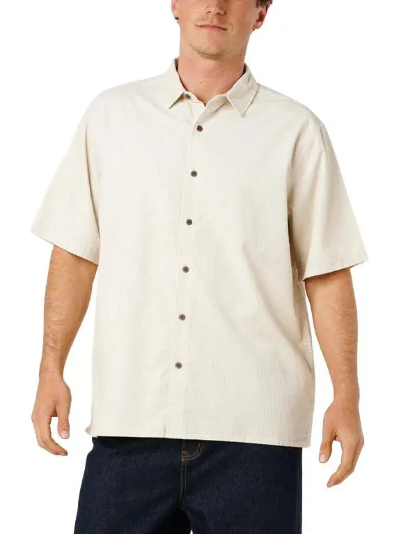 Rip Curl Premium Surf Oversize Short Sleeve Cotton Corduroy Button-up Shirt - Bone