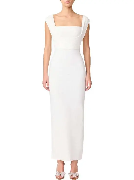 ELLIATT Fiona Square Neck Column Gown - White