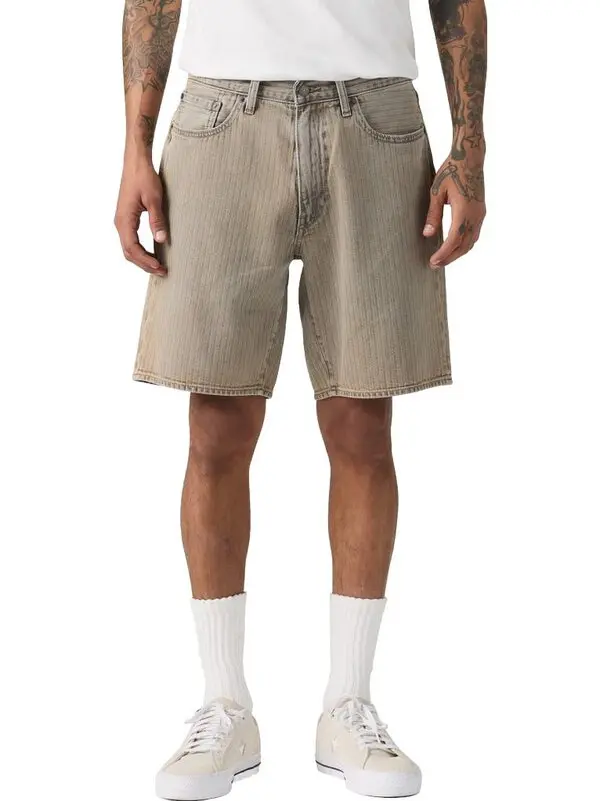 LEVI'S Loose Fit Striped Denim Shorts - Uniform Badge Od Shorts