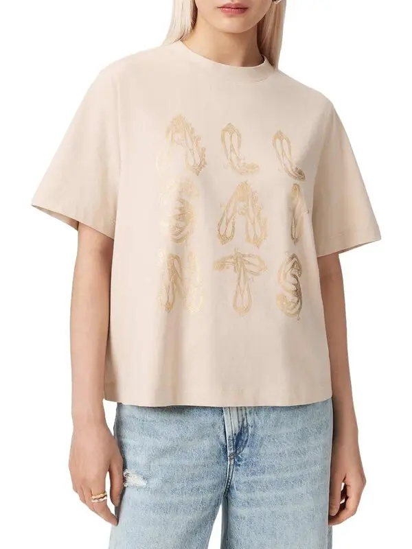 ALLSAINTS Ella Metallic Graphic T-shirt - Dove White