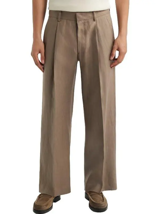 Nn07 Kay 1454 Pleated Tapered Linen Trousers - Clay Mirage