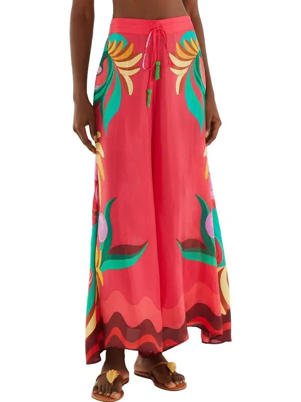 Farm Rio Printed Wide Leg Drawstring Pants - Banana Queen