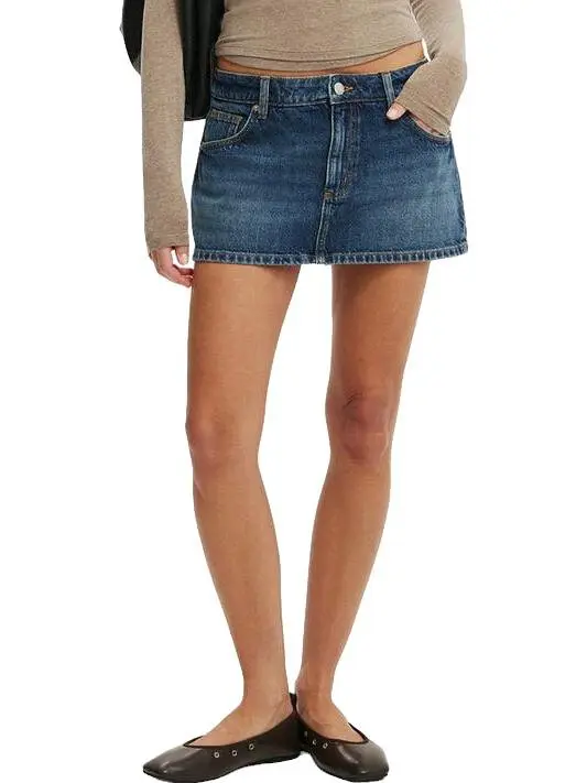 COTTON ON Low Rise Denim Mini Skort - Scorpio Blue