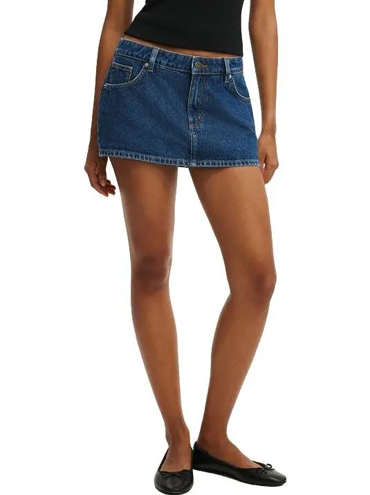 COTTON ON Denim Low Rise Mini Skort - Gemini Blue