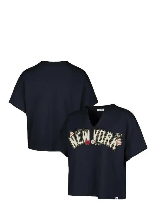 STONEY CLOVER LANE X '47 47 X Stoney Clover Lane New York Yankees Oversized Notch Neck T-shirt - Navy