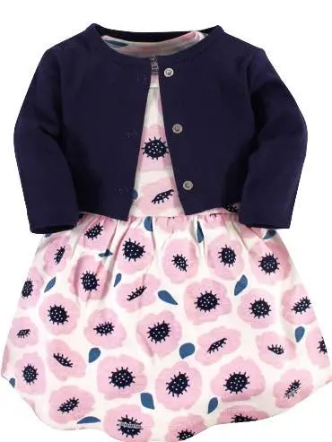 TOUCHED BY NATURE Organic Cotton Dress And Cardigan Set - Blossoms