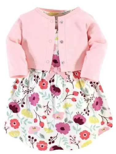 TOUCHED BY NATURE Organic Cotton Dress And Cardigan Set - Botanical