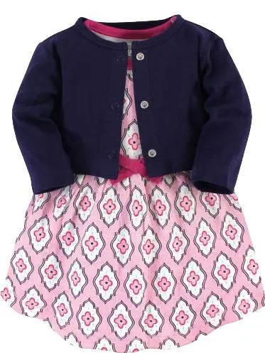 TOUCHED BY NATURE Organic Cotton Dress And Cardigan Set - Trellis