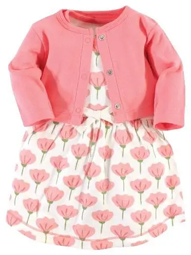 TOUCHED BY NATURE Organic Cotton Dress And Cardigan Set - Tulip