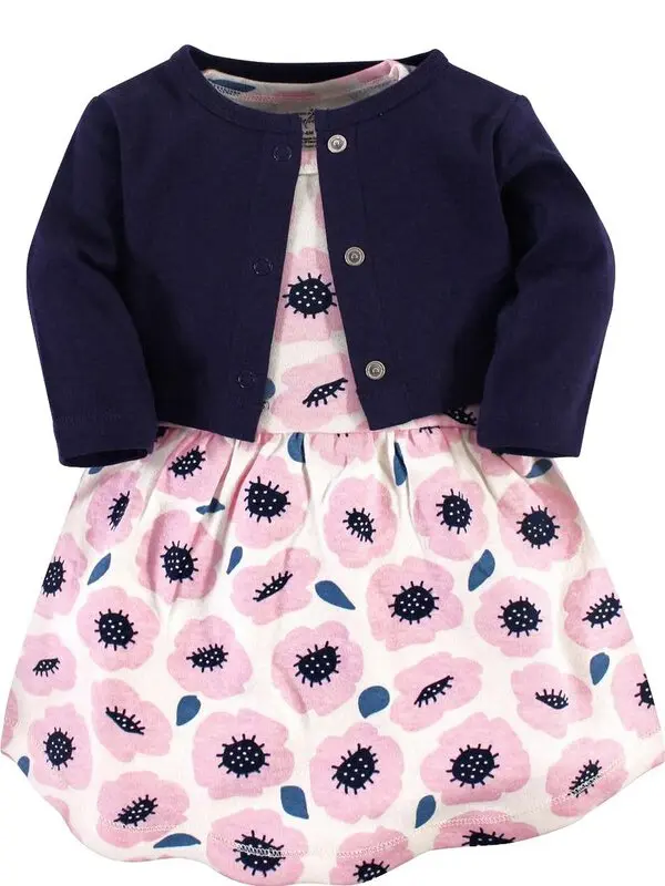 TOUCHED BY NATURE Organic Cotton Floral Dress And Cardigan Set - Blossoms