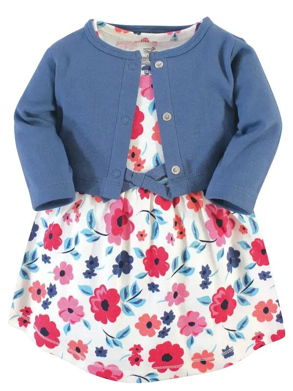TOUCHED BY NATURE Organic Cotton Floral Dress And Cardigan Set - Garden Floral