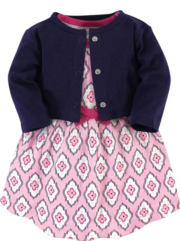TOUCHED BY NATURE Organic Cotton Floral Dress And Cardigan Set - Trellis