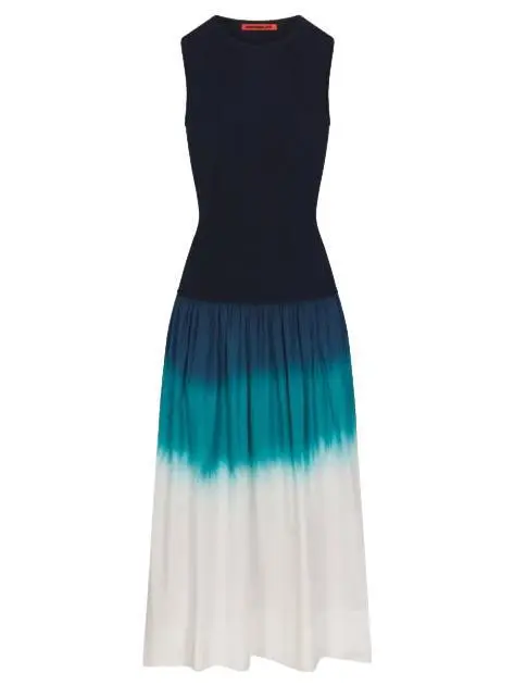 SIMONMILLER Sleeveless Knit Poplin Ombre Maxi Dress - Macadamia/blue Dip Dye