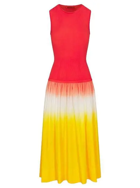 SIMONMILLER Sleeveless Knit Poplin Ombre Maxi Dress - Sunset Dip Dye