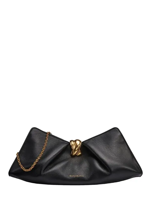 Donna Karan New York Cashmere Clutch With Chain Strap - Black/gold