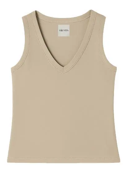 VIR VITA Kana Ribbed Scoop Neck Tank - Dune