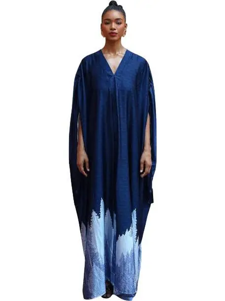FLAUNT ARCHIVE Suri Silk Caftan - Blue