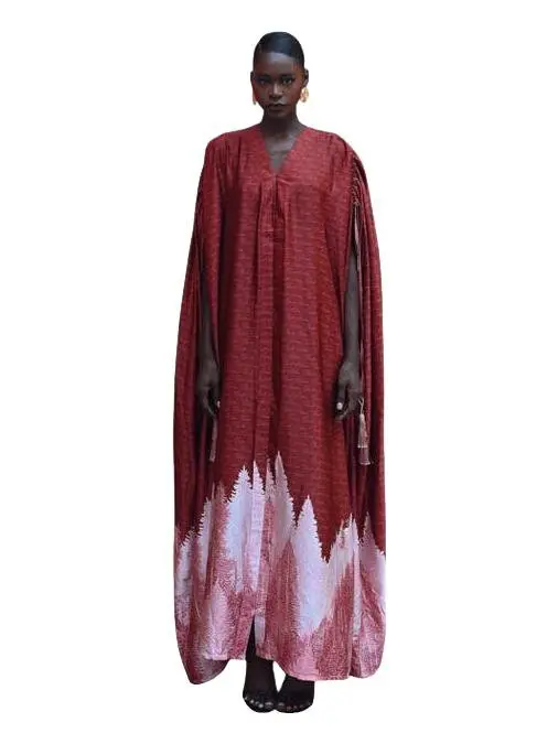 FLAUNT ARCHIVE Suri Silk Caftan - Red
