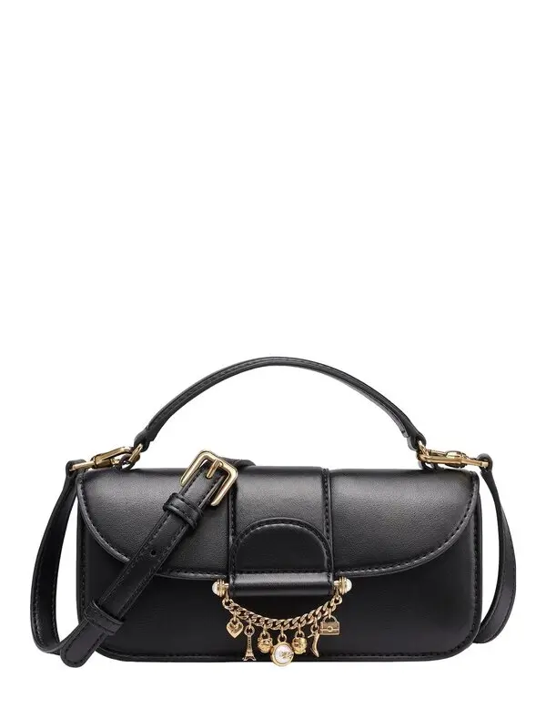 Karl Lagerfeld Paris Jocelina Leather Crossbody Bag With Charms - Black/gold