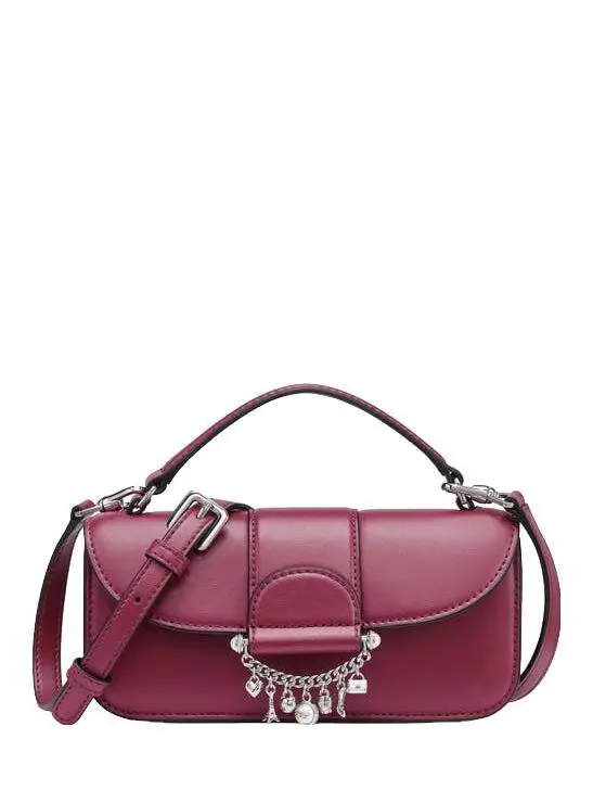 Karl Lagerfeld Paris Jocelina Leather Crossbody Bag With Charms - Currant