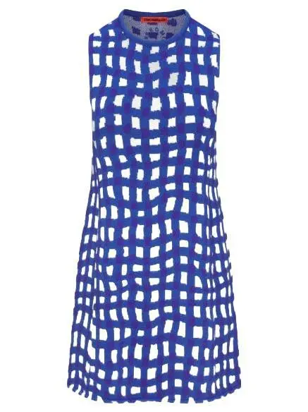 SIMONMILLER Zana Knit Mini Dress - Klein Blue Wavy Gingham