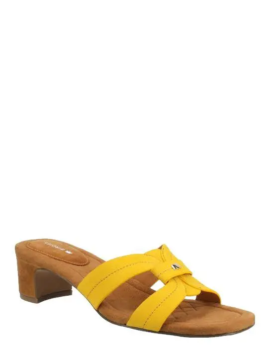 BIRDIES The Kiwi-40 Icon Genuine Leather Square Toe Block Heel Slip-on - Sunflower Nubuck