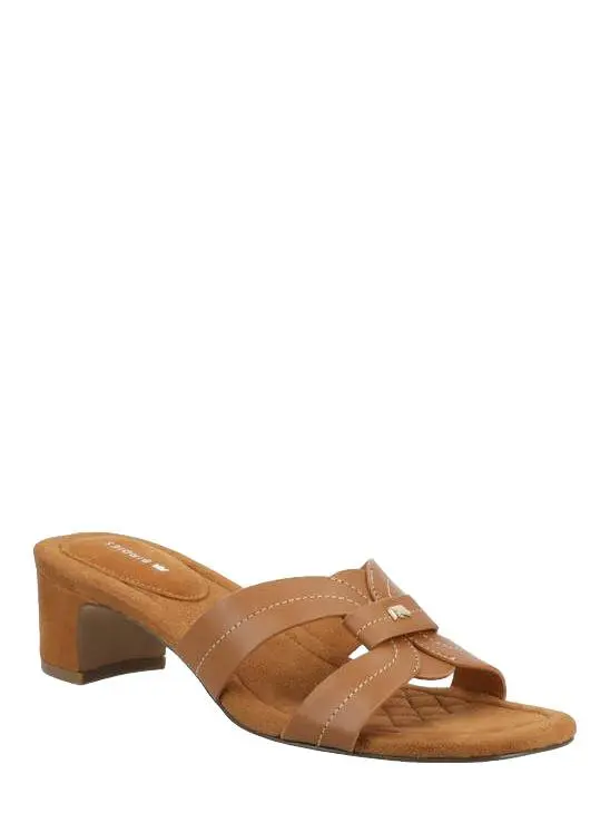 BIRDIES The Kiwi-40 Icon Genuine Leather Square Toe Block Heel Slip-on - Tan Leather