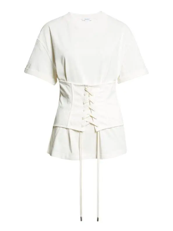 Alexander McQueen Cotton Jersey Corset T-shirt - Light Ivory