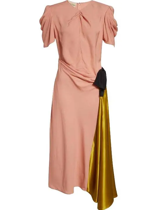 Valentino Garavani Draped Keyhole Midi Dress - Coral