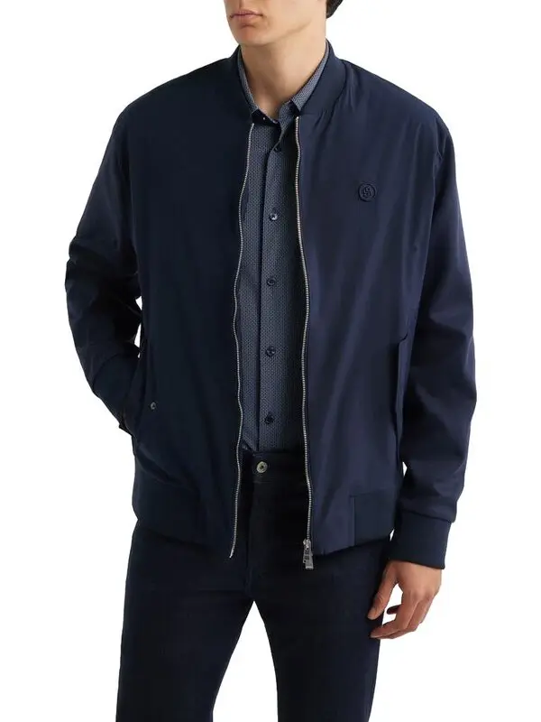BOSS Skiles Cotton Bomber Jacket - Dark Blue