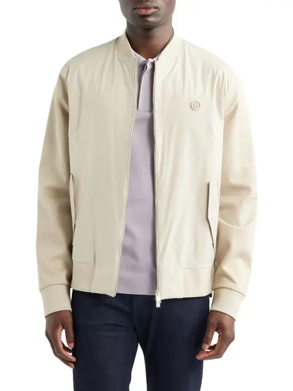 BOSS Skiles Cotton Bomber Jacket - Open Beige