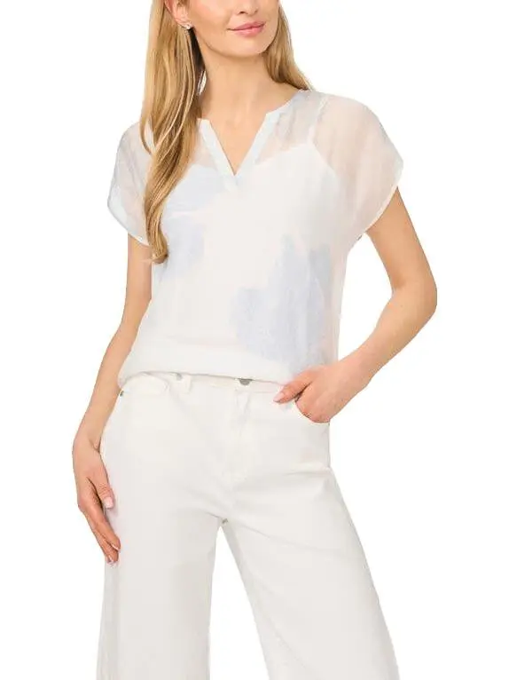 Halogen Floral Popover Top - Airy Blue