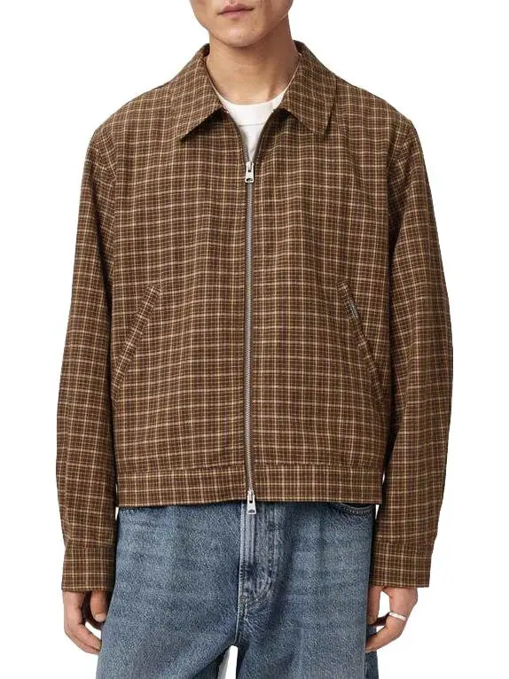 ALLSAINTS Plaid Zip-up Jacket - Morass Brown