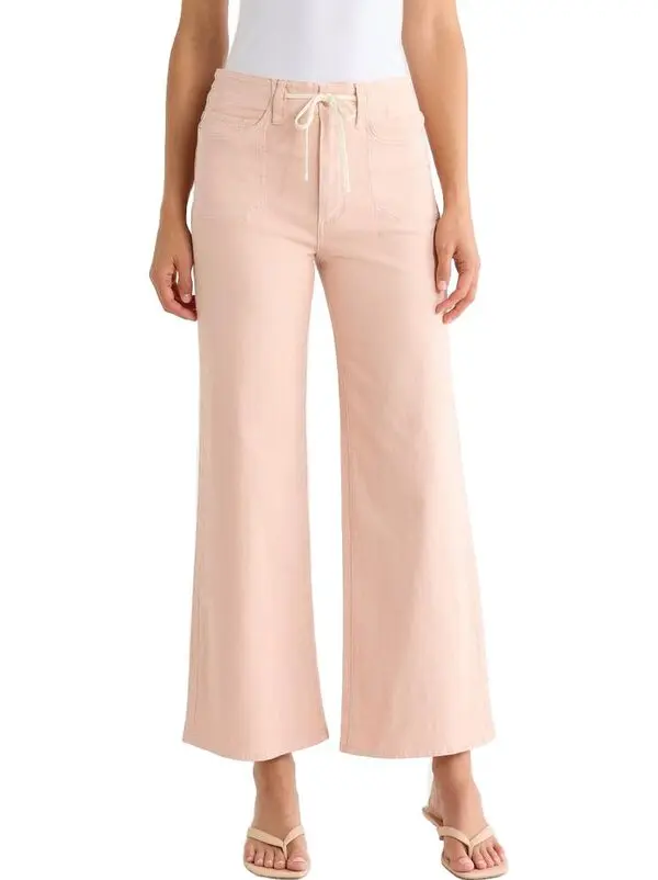 Paige Ari High Waist Wide Leg Drawstring Pants - Vintage Peach