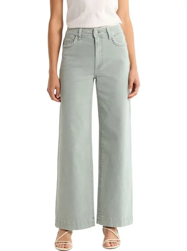 Paige Vanessa Braided Pocket High Waist Wide Leg Jeans - Vintage Seaglss