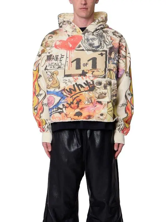 Mnml Doodle Hoodie - Beige Multi