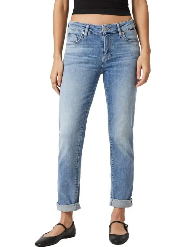 MAVI Emma Low Rise Slim Boyfriend Jeans - Light Brushed Flex Blue
