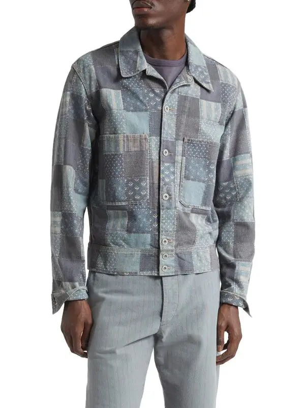 Double Rl Patchwork Trompe L'oeil Jersey Chore Jacket - Navy/multi