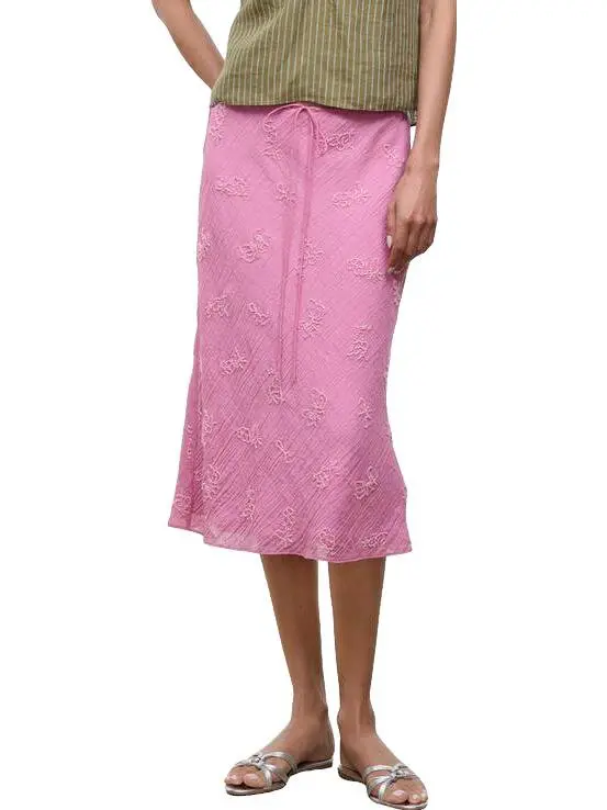 Staud Lucia Beaded Floral Midi Skirt - Flirt