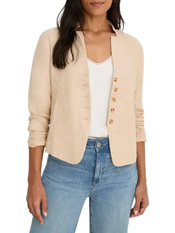 NIC+ZOE Stretch Linen Blend Layering Jacket - Neutral Mix