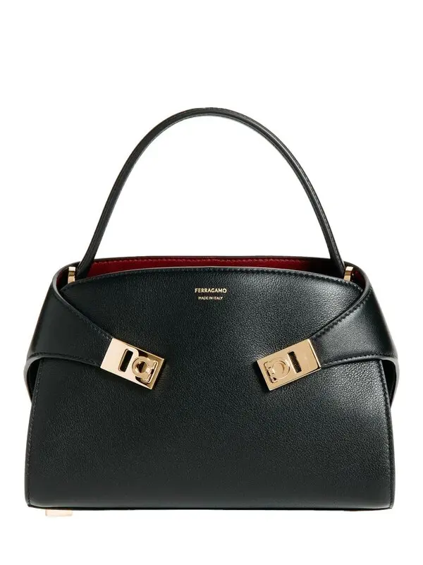 FERRAGAMO Extra Small Leather Top Handle Bag - Nero Borgogna