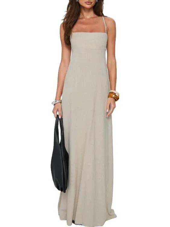 Princess Polly Solie Tie-back Maxi Dress - Natural